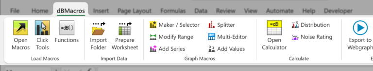 dBMacros - Excel Add-in for noise data - NoiseTools.net